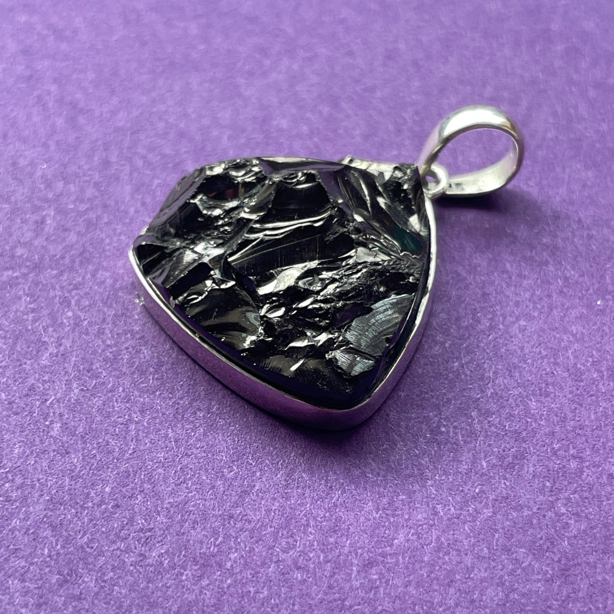 Shungite triangle shaped pendent - Dakota Nature LLC