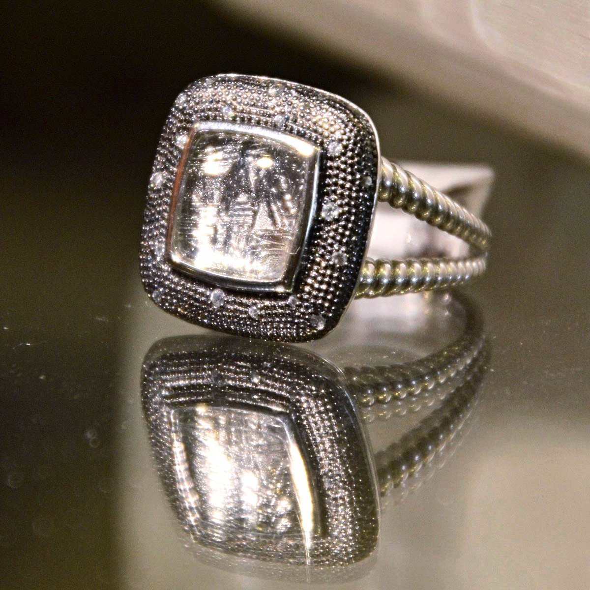 Authentic Meteorite Ring - Sterling Silver with Star Accents