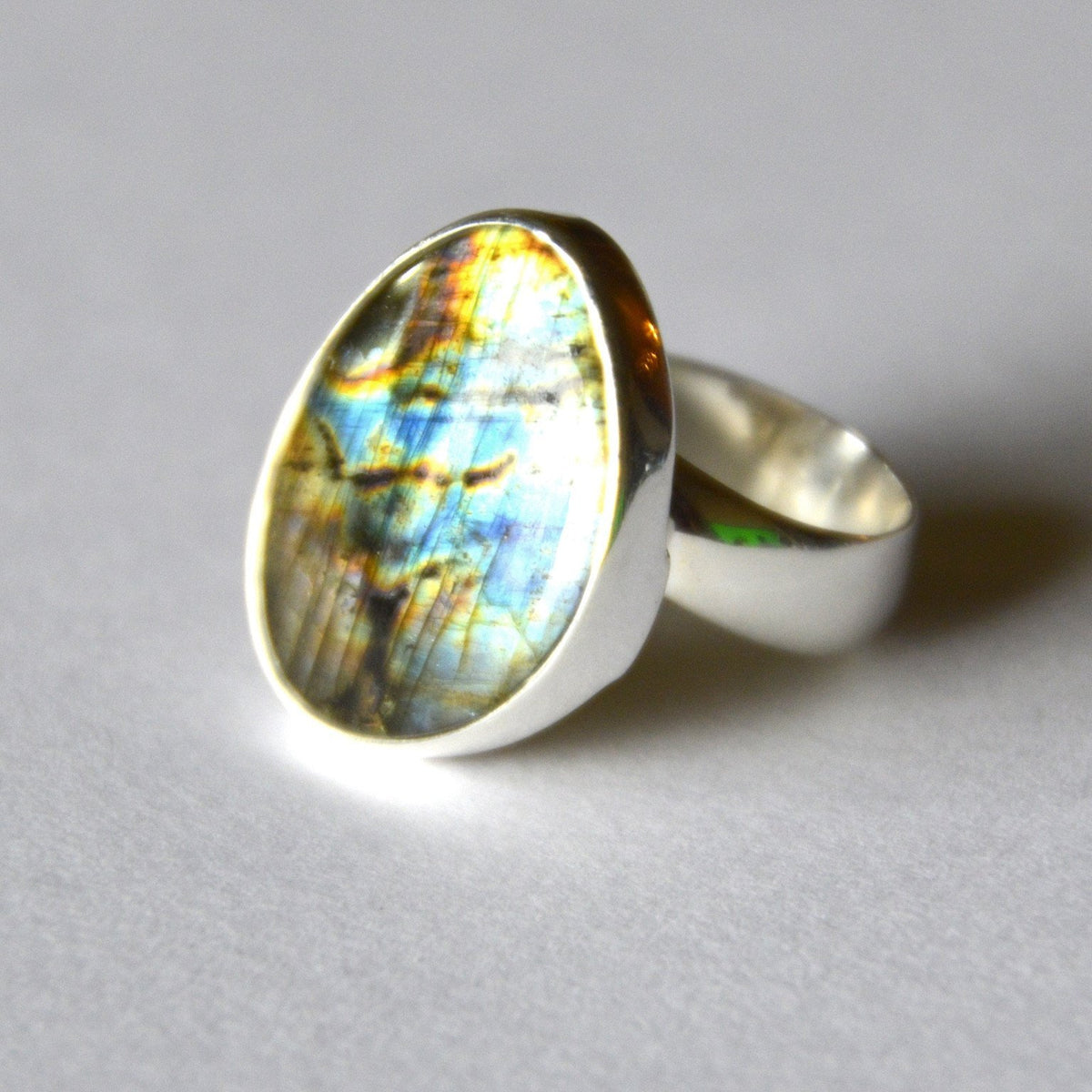 Labradorite Ring | Aura Ring | Adjustable Sterling Silver