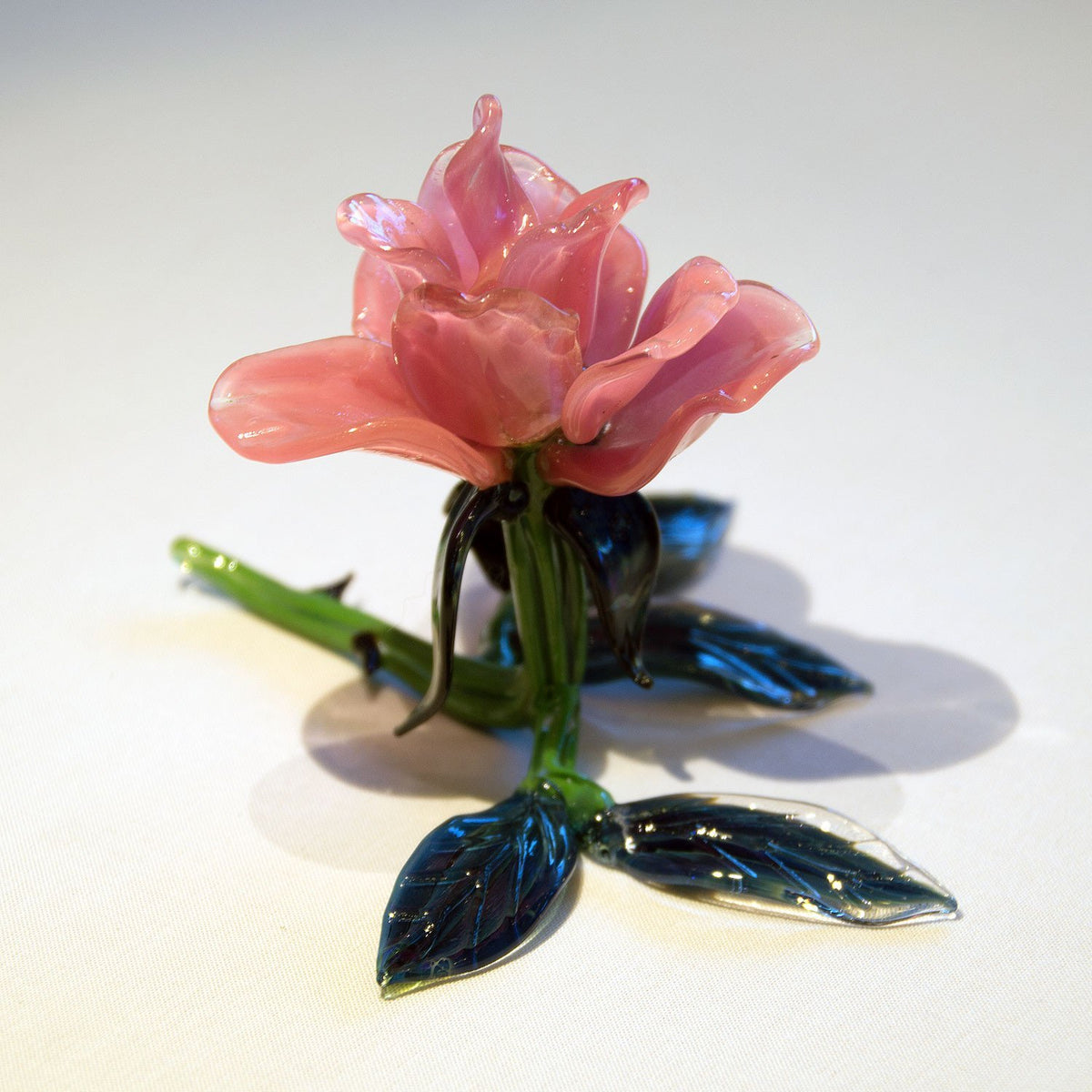 Blue Leaf Glass Rose by Loy Allen - Dakota Nature LLC