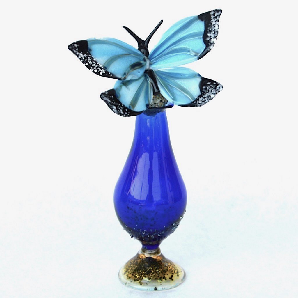 Blue Morpho Glass Butterfly Perfume Bottle - Dakota Nature LLC
