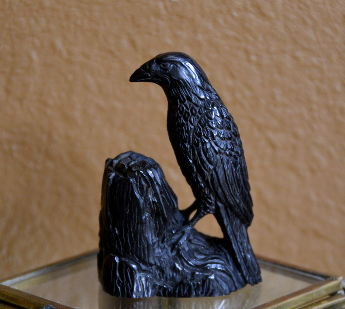 Raven Carving, Fossil Coal - Dakota Nature LLC